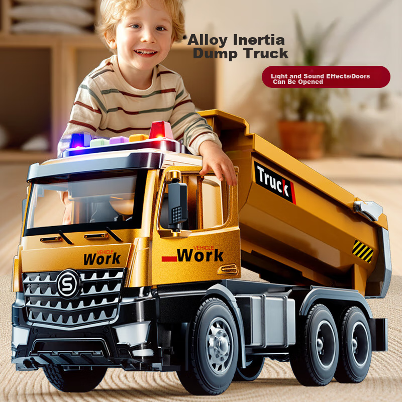 Babi Tonghua 1： 16 Alloy Dump Truck Construction Vehicle Children's Toy Car Model Transport Truck Boy's Birthday Gift