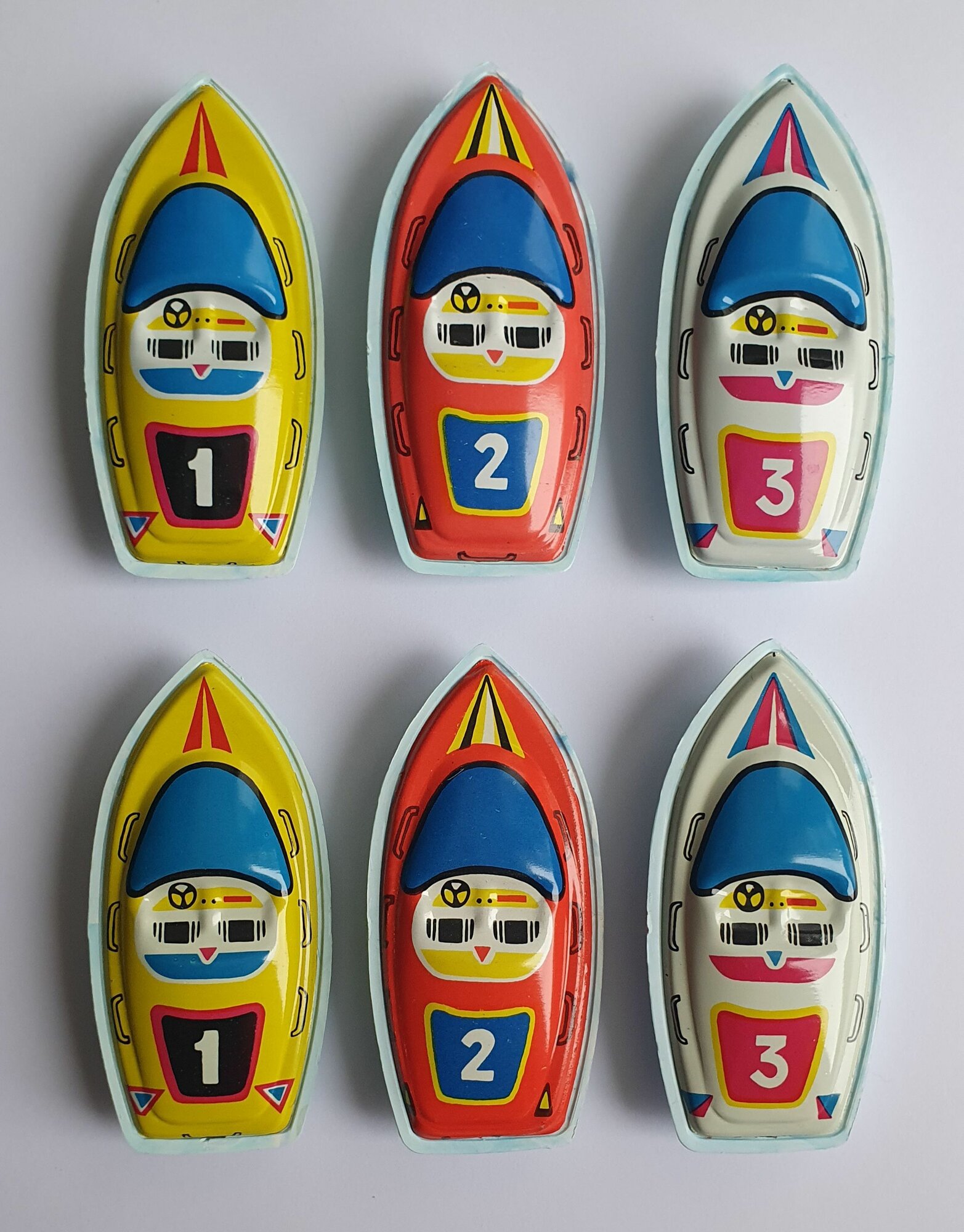 Игрушка СССР катер, лодка, кораблик, набор из 6 штук. Размер 9,5 х 4,5 см.