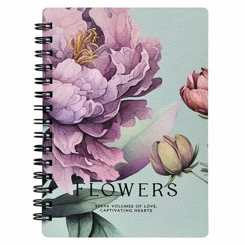 Блокнот Be Smart 102х142 мм, 80 листов, клетка, мягкий переплет, спираль. Коллекция Peony, фиолетовый