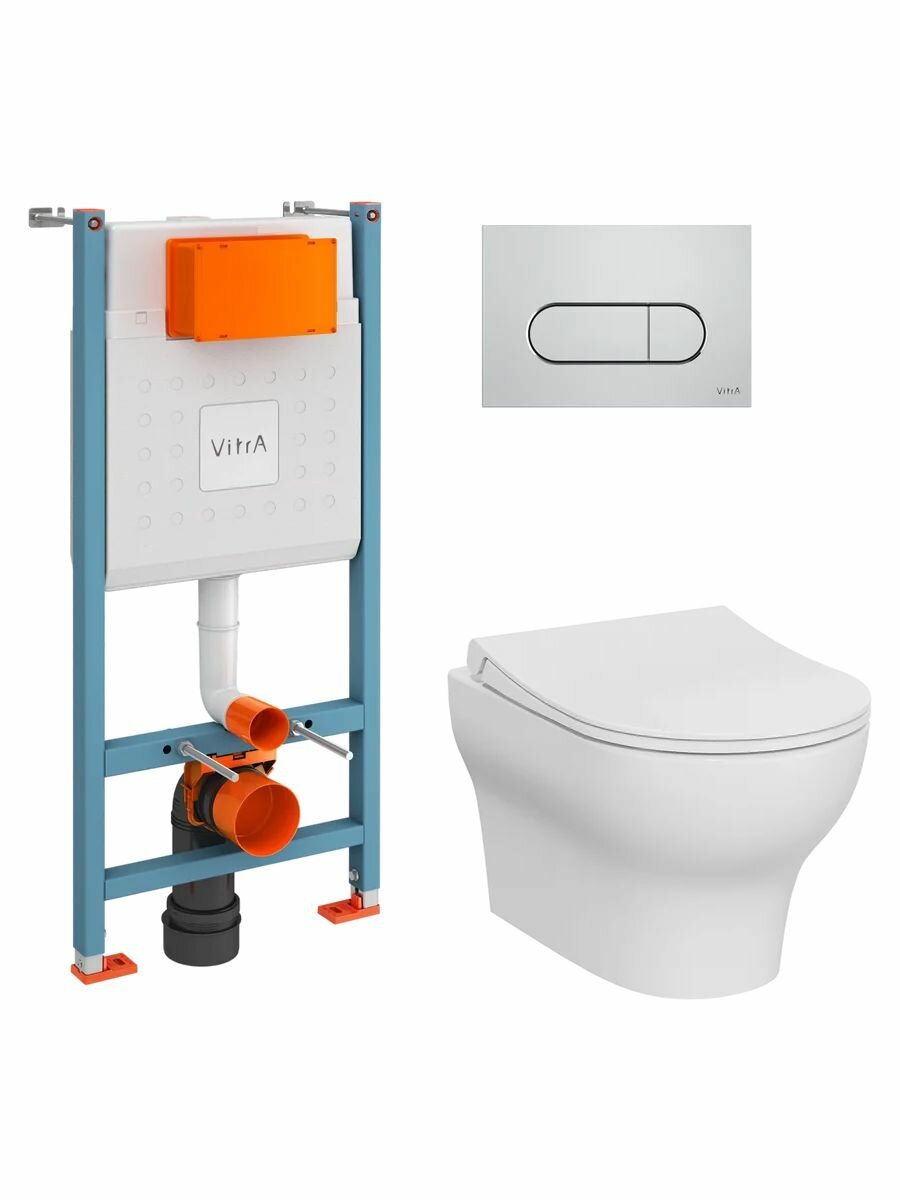 Комплект: Инсталляция Vitra+ Унитаз Zentrum Round+ сиденье микролифт+ клавиша хром 9879B003-7200