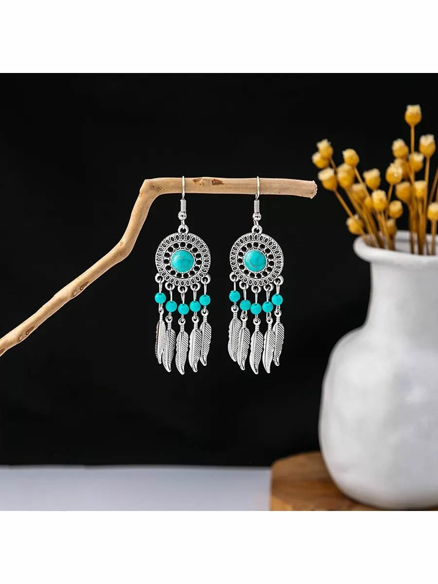 Серьги be self true, эмаль, бирюза синтетическая