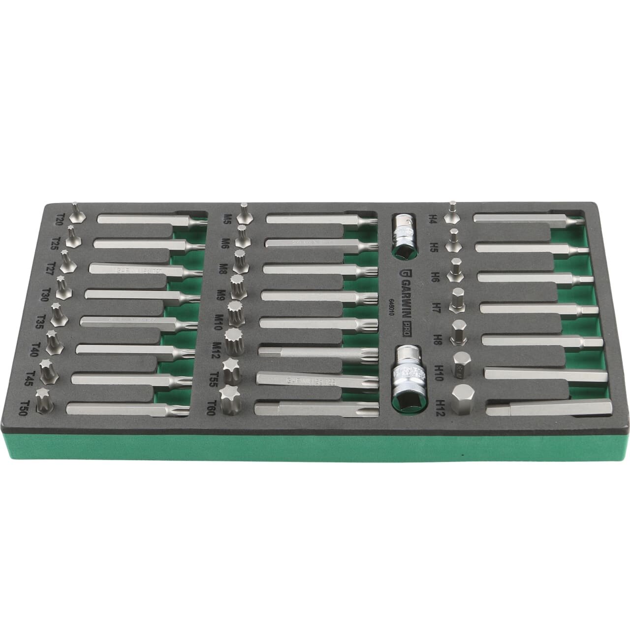 GARWIN PRO 646010 Набор бит 10 мм, Torx, Spline, Hex, 48 пр. в ложементе EVA