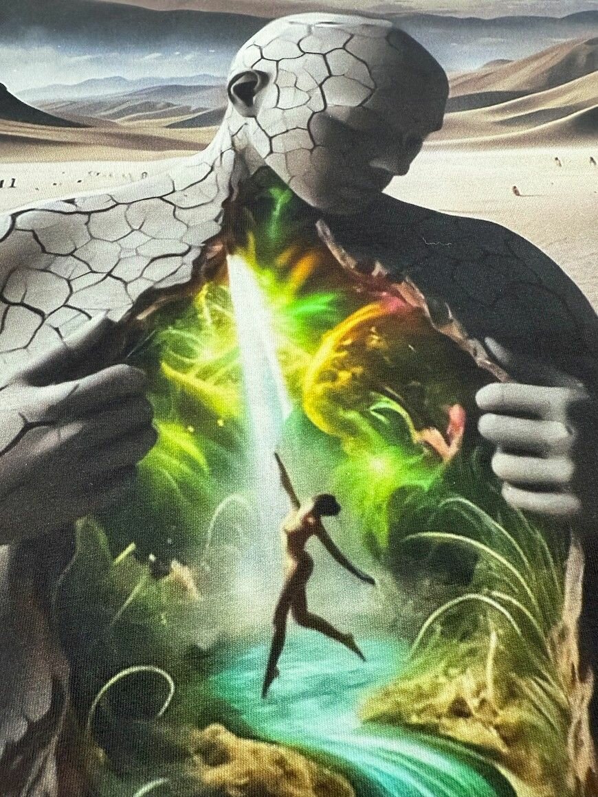 Купон 70х180 с диджитальным принтом Человек и пустыня / Ткань Футер 2-х нитка