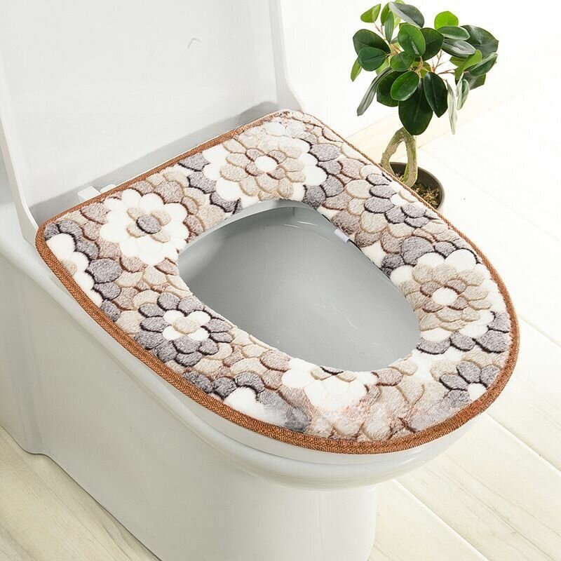 Водонепроницаемая универсальная подушка-сиденье для домашнего туалета, сиденье для унитаза мягкое, из кораллового бархата с застежкой-липучкой