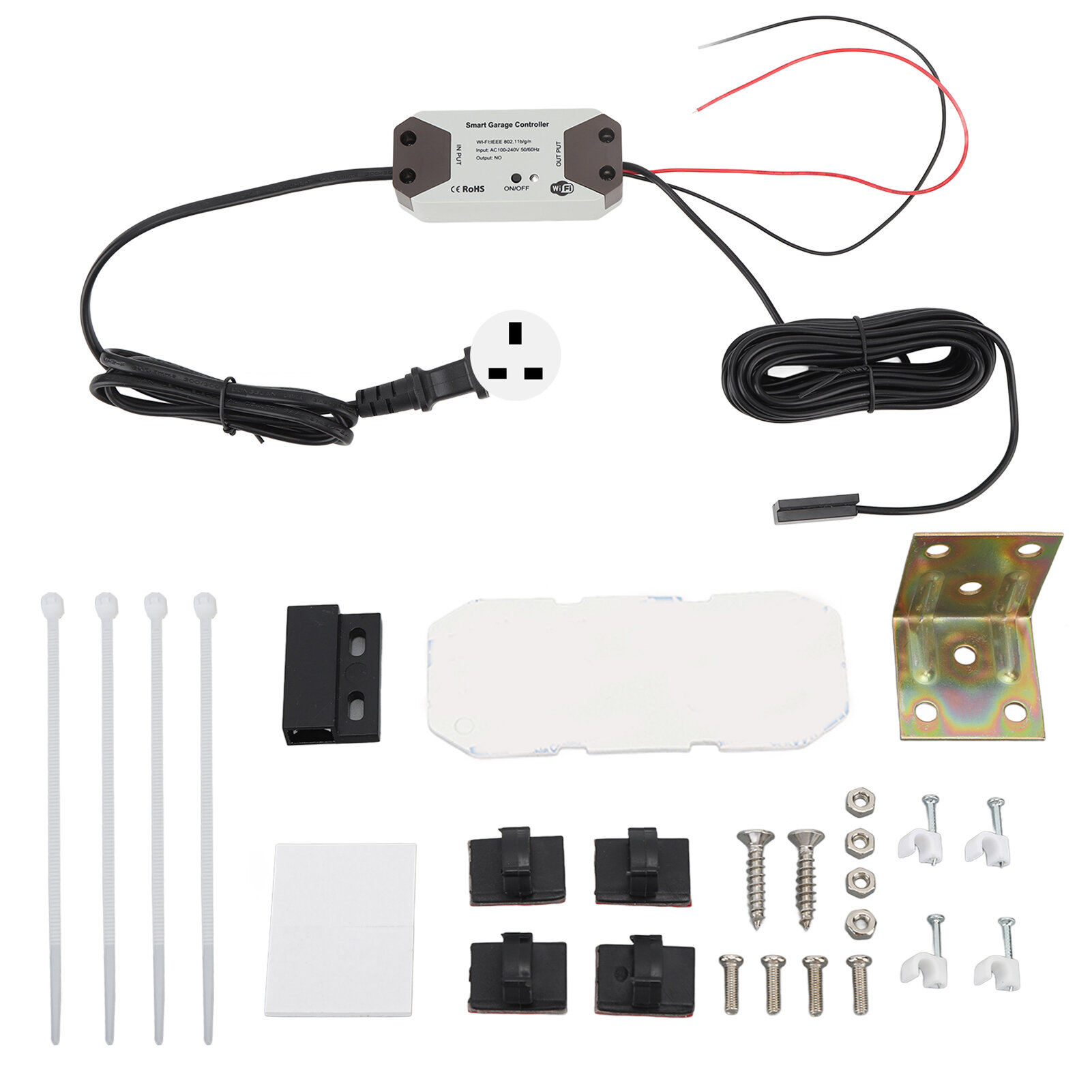 Умный гаражный контроллер, 100‑240 В, ABS, управление через приложение для смартфона, Wi-Fi, умное устройство открывания гаражных ворот, пульт дистанционного управления для дома, британская вилка