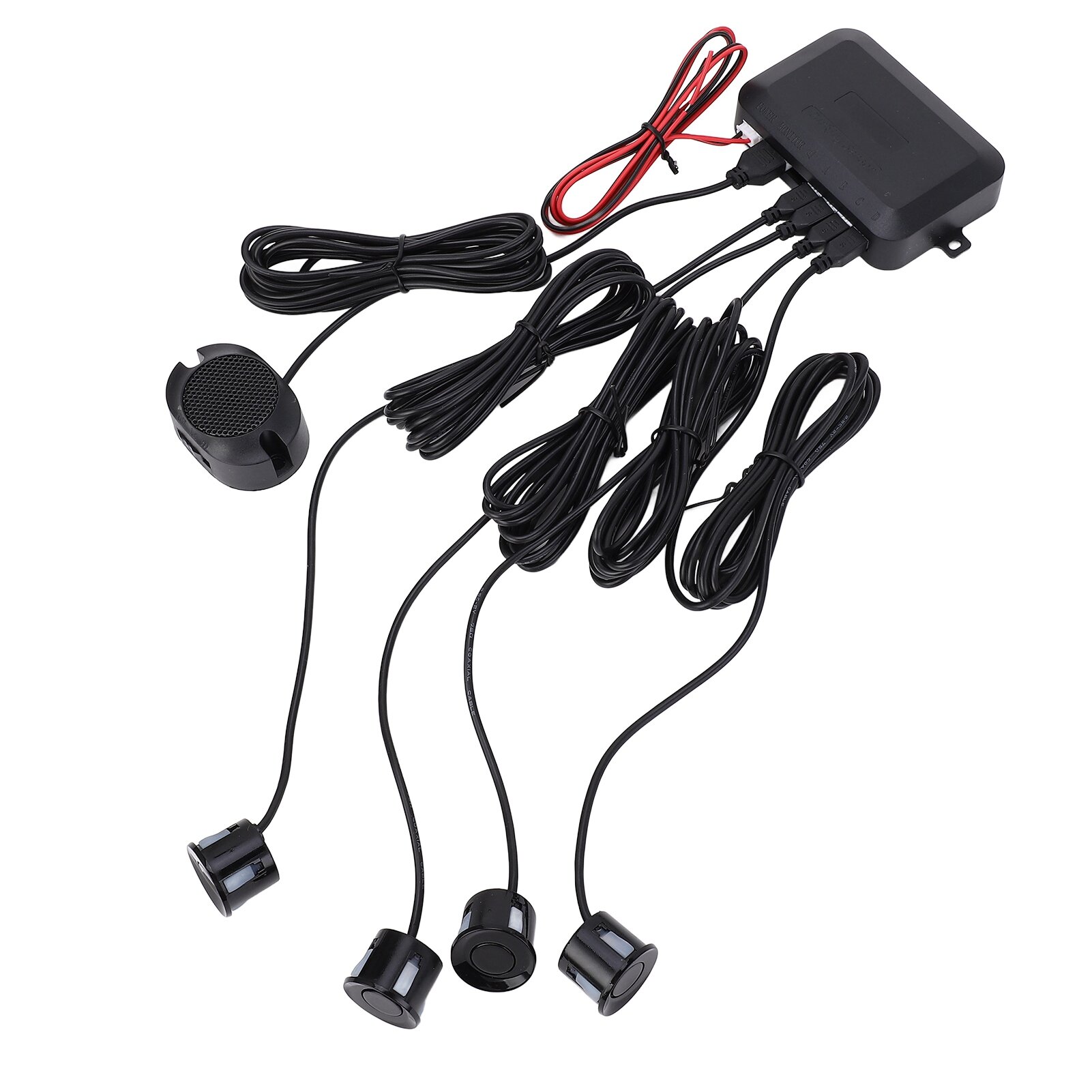 Кит датчиков парковки для автомобиля с реверсирующим радаром, звуковым индикатором и системой зондирования, 12V, черный, пластик, рабочий ток 20~200mA, дальность обнаружения 20~150CM, дисплей 30~250CM, температура -30°C~+80°C, частота ультразвука