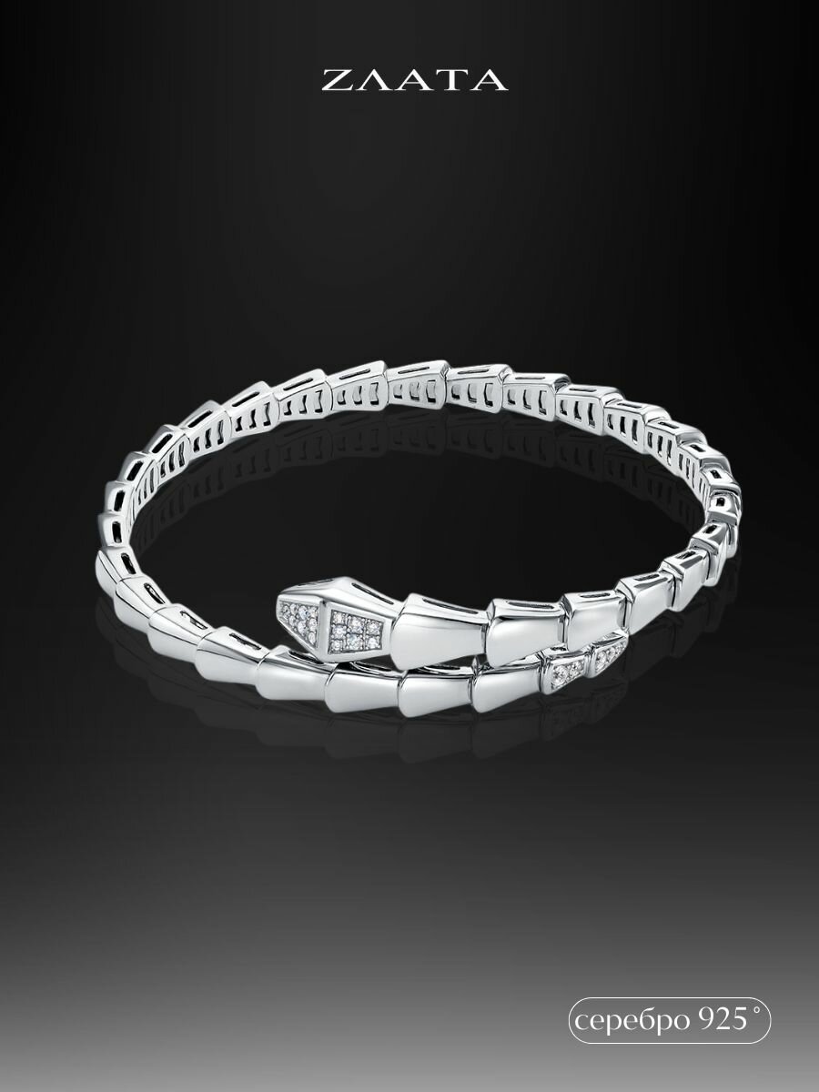 Браслет, серебро, 925 проба, родирование, фианит