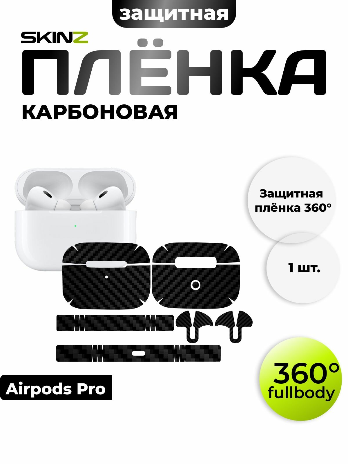 Карбоновая защитная пленка для Apple AirPods Pro для кейса