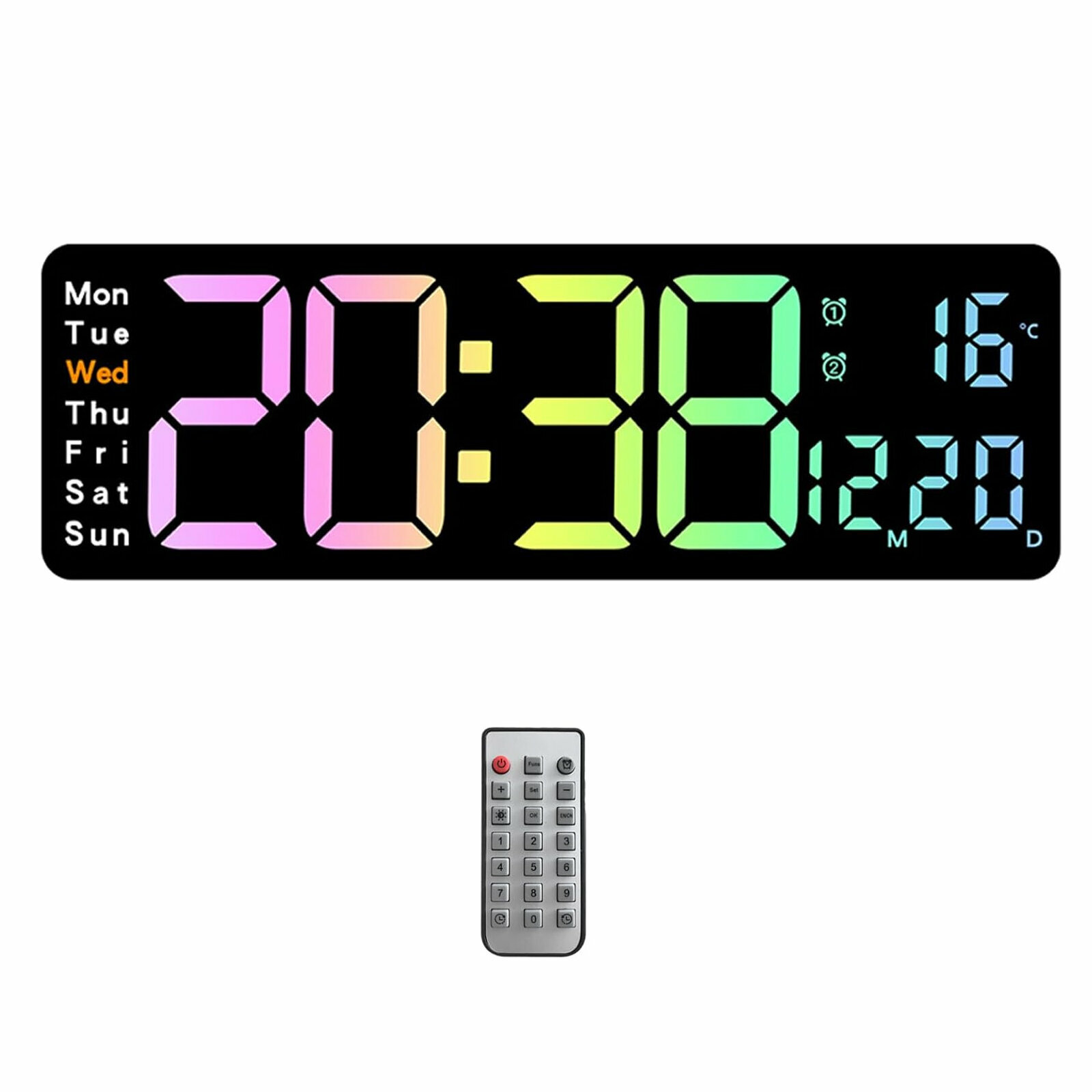 Новые цветные настенные часы простые многофункциональные часы для гостиной часы с обратным отсчетом кросс-бордерные популярные электронные часы размером около 31.7X10.7X2.8 см/12.48x4.21x1.1 дюйма цвет как на картинках 1 шт.