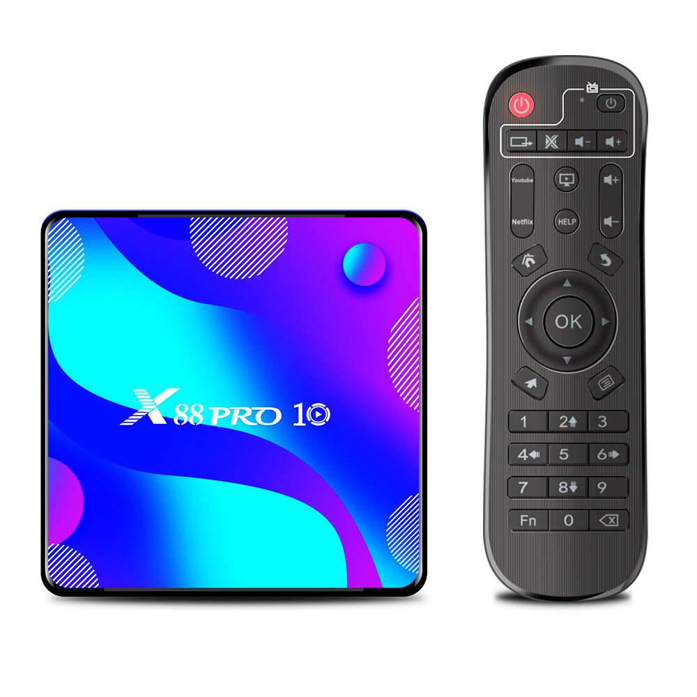 X88 PRO 10 Android 10.0 Smart TV Box UHD 4K Media Player RK3318 4GB/32GB 2.4G/5G Dual-band WiFi BT4.0 100M LAN Digital Display VP9 H.265 Decoding