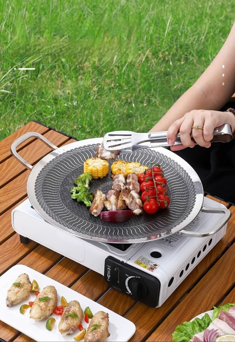 Сковорода-гриль, нержавеющей стали, Сковорода Для Кемпинга, 37.5cm