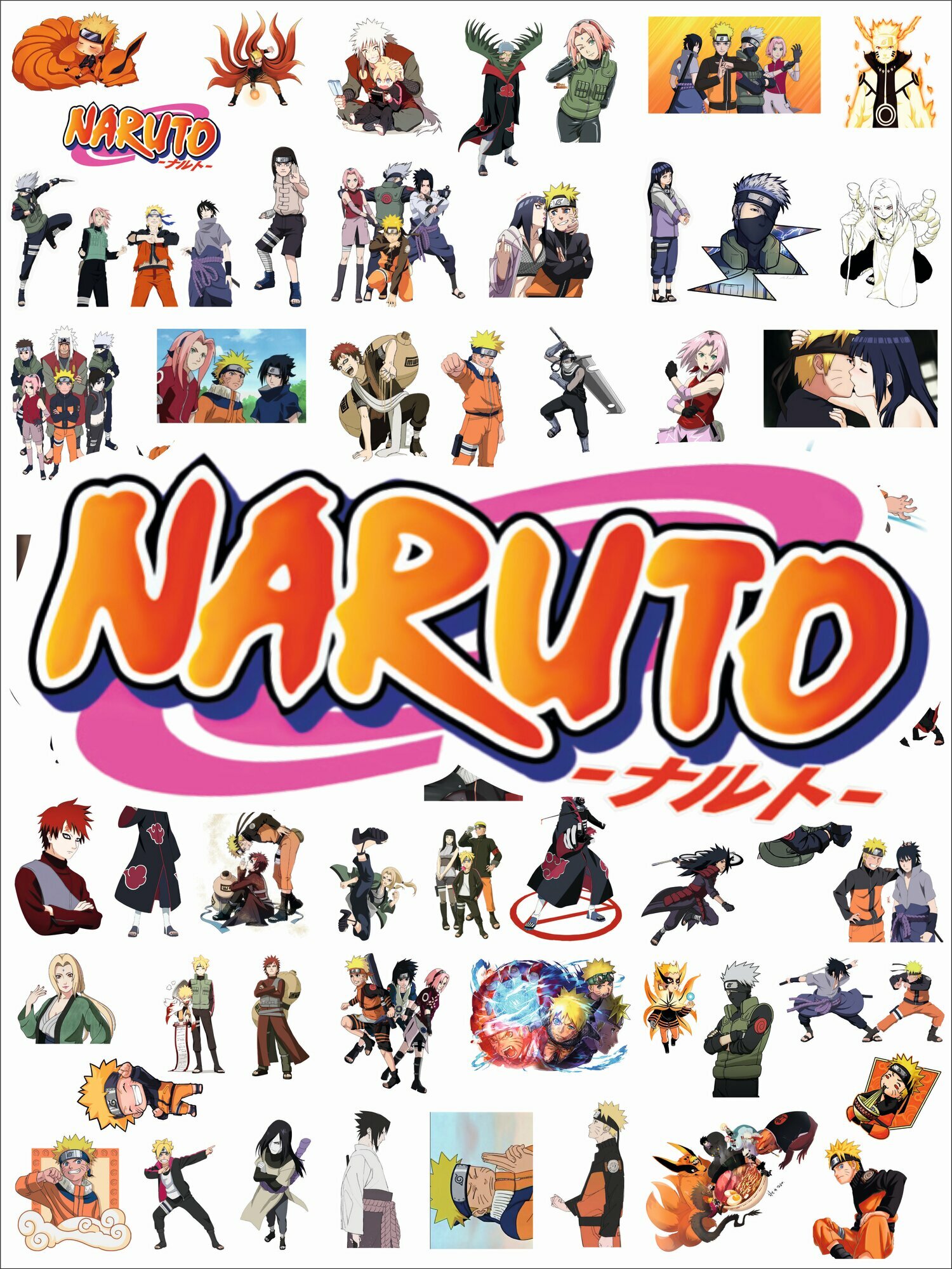 Наруто стикер 12 листов 10х10 см. детские многоразовые / Naruto наклейка, стикерпак аниме