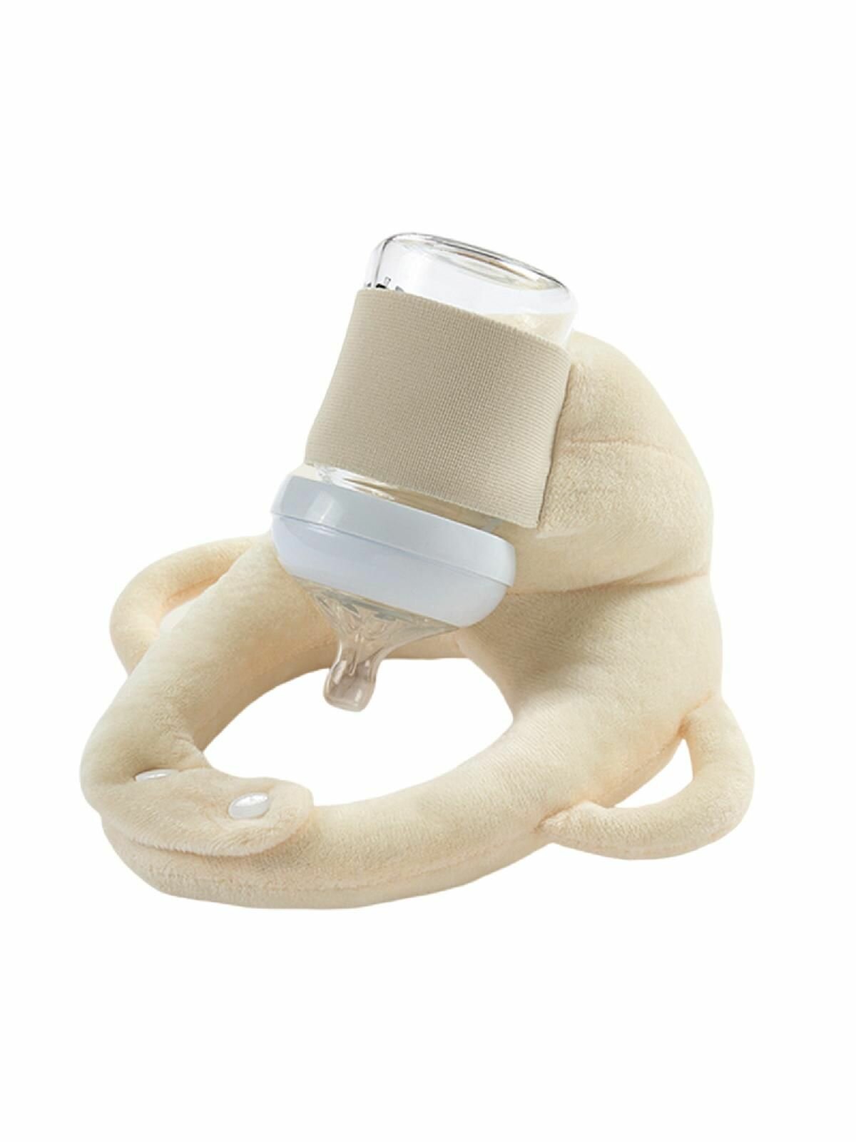 Подушка для беременных и кормящих, Подушка для кормления грудью с креплением для детской бутылочки-бежевый