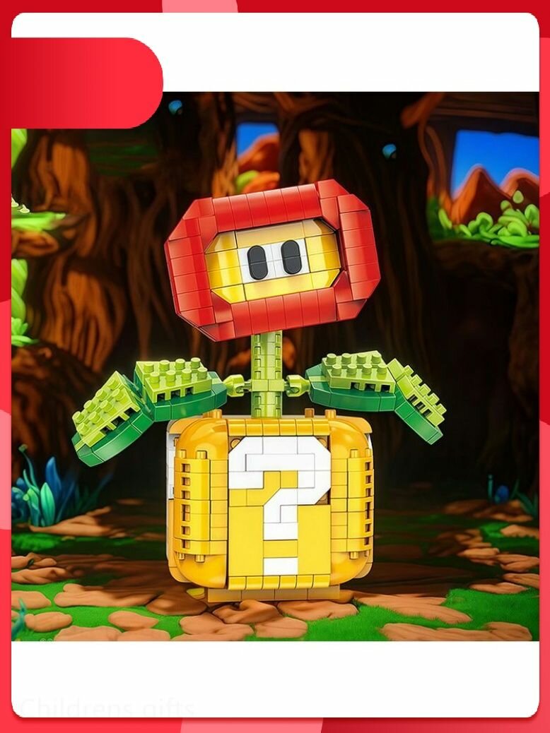 Модель огненного цветка серии Super Mario, собранные строительные блоки, Игрушка для украшения подарка