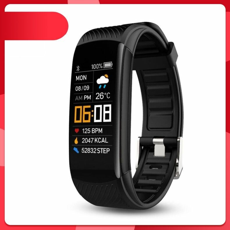 C5S Браслет умный с цветным экраном, мониторинг пульса, будильник, погода, спорт-режимы