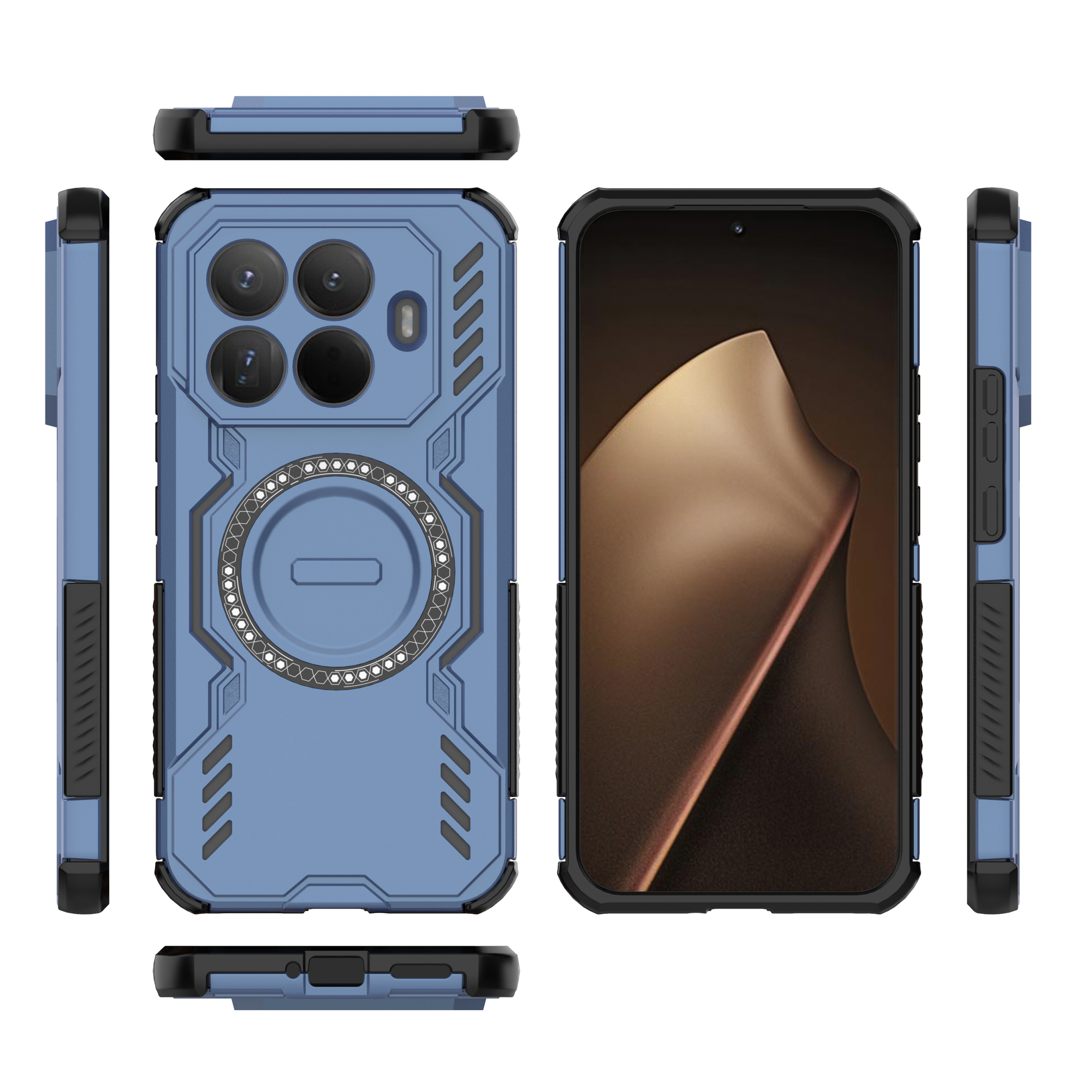 Чехол для Xiaomi 15T Pro/Сяоми 15T Про, матовая поверхность, чехол-кардиомонитор, поликарбонат (PC), защита камеры, ударопрочный, усиленные углы, soft touch, Xiaomi, Xiaomi 15T Pro, blue,