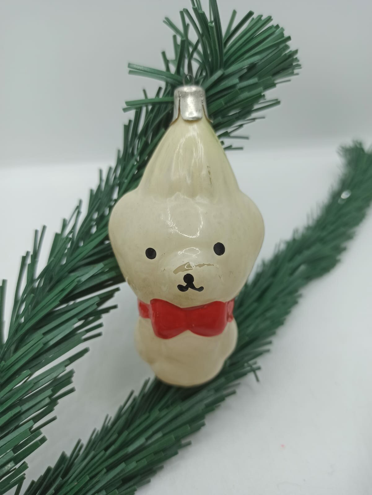 Елочная игрушка Щенок винтажная советская, стекло, СССР