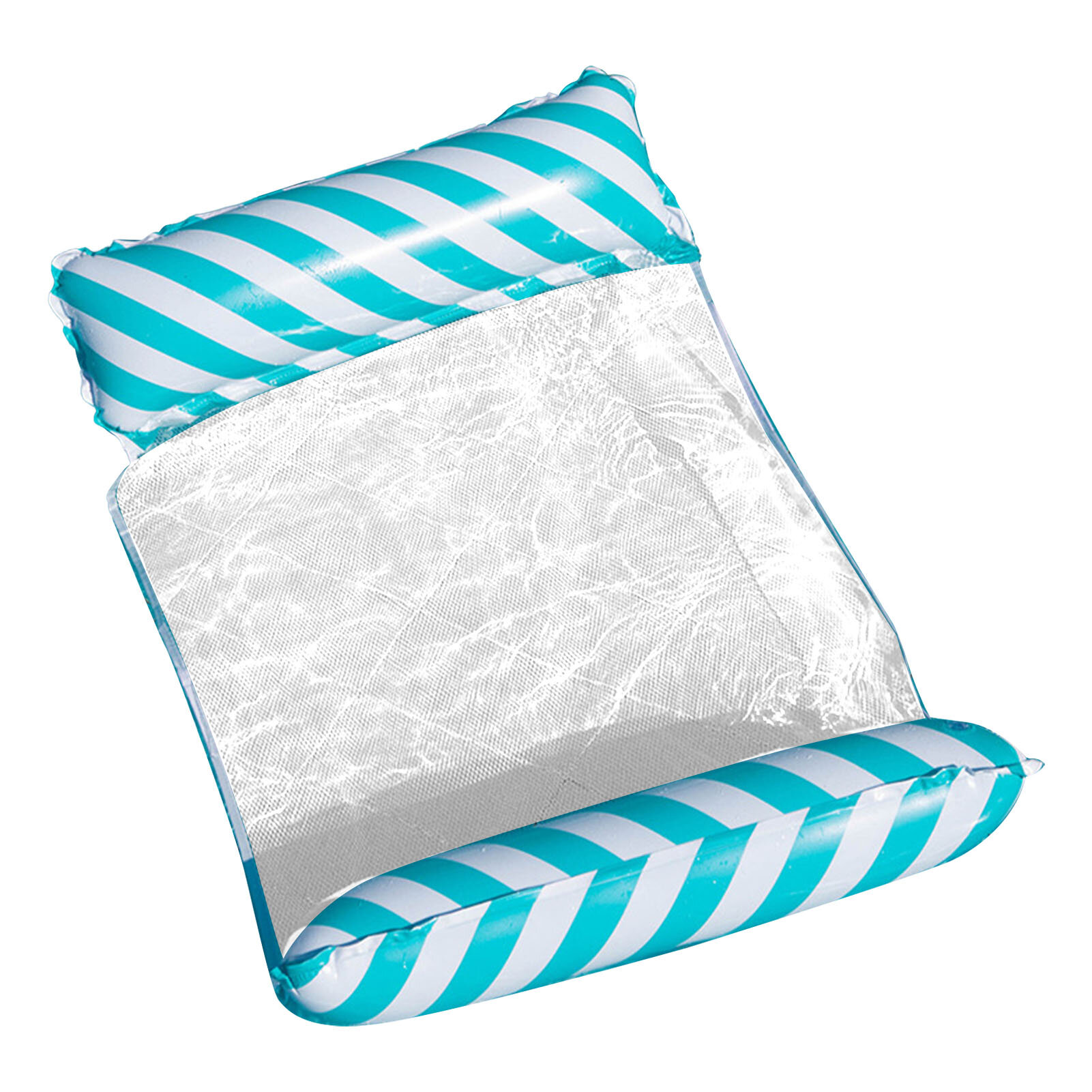 Надувной гамак для бассейна, размер для взрослых, с диагональными полосками, складной, портативный, надувной, с сеткой, для лета, синий