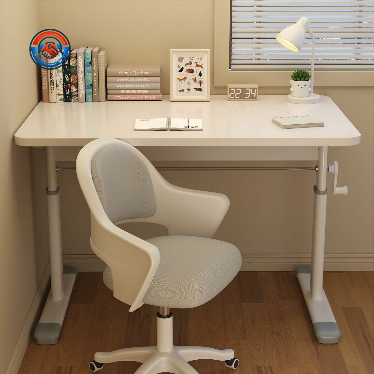 Детская ортопедическая парта с регулировкой высоты, растущая парта для школьника от 3 лет, белая столешница 80-120 см, компактная парта для домашних занятий