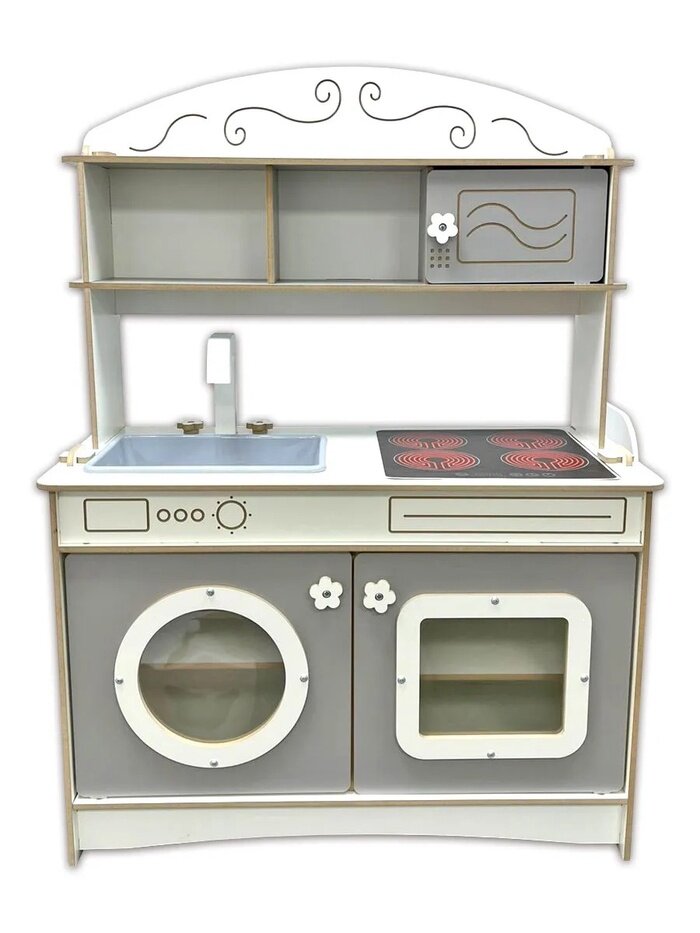Кухня игровая детская «Аделина», бело-серая, лмдф