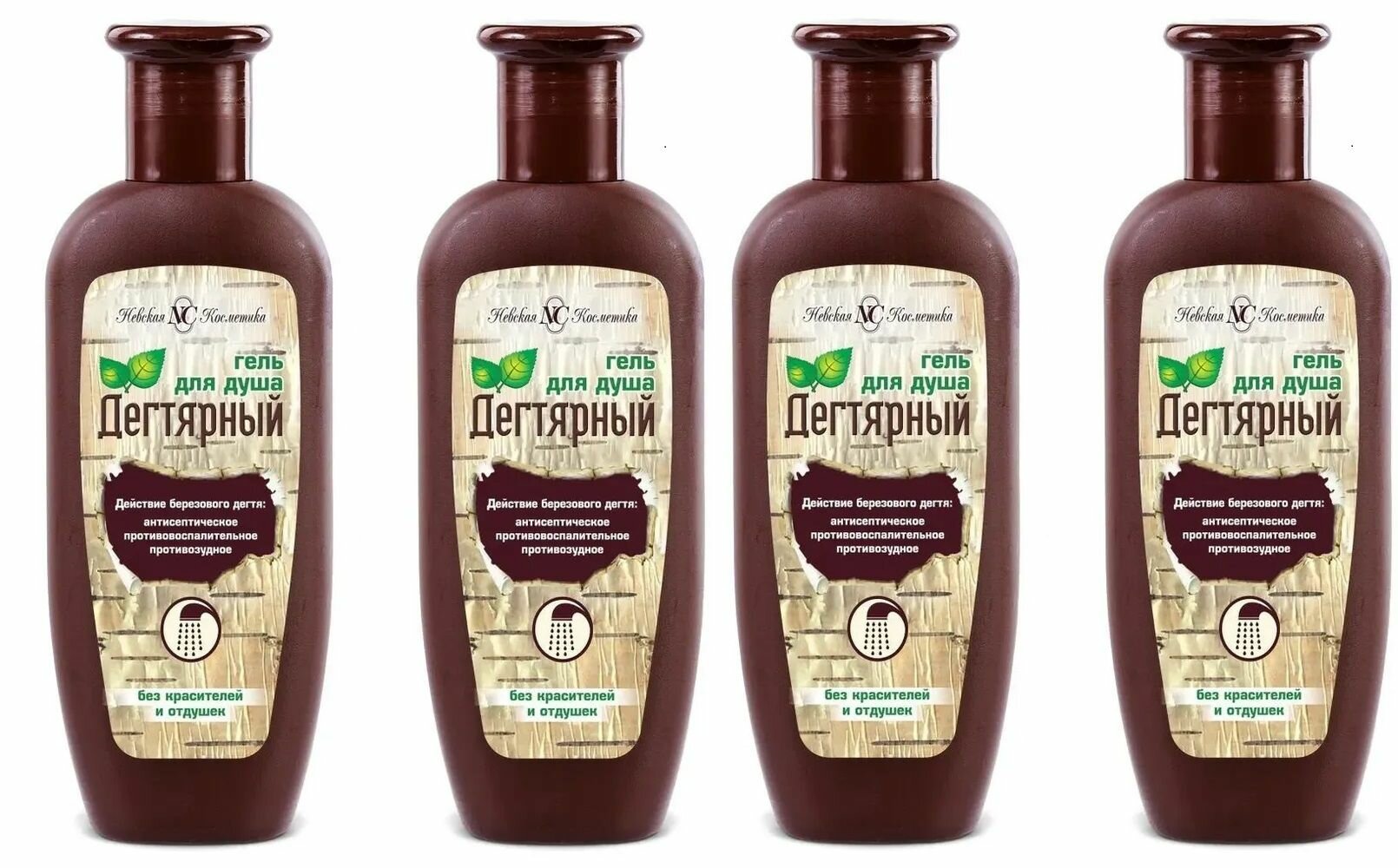 Невская косметика Гель для душа, Дегтярный, 250 мл, 4шт
