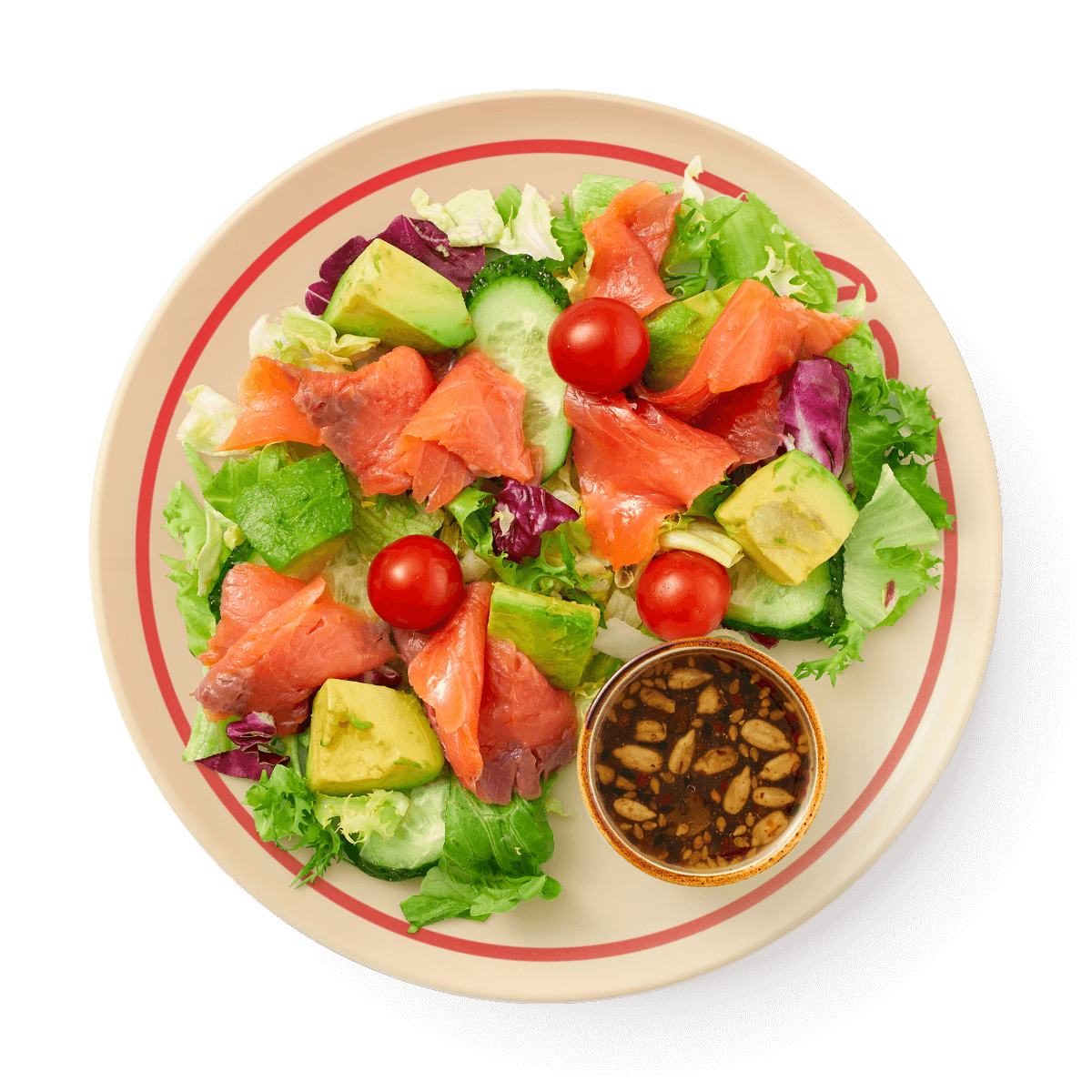 Салат «Есть Горячее», с лососем, авокадо, овощами, 190 граммов