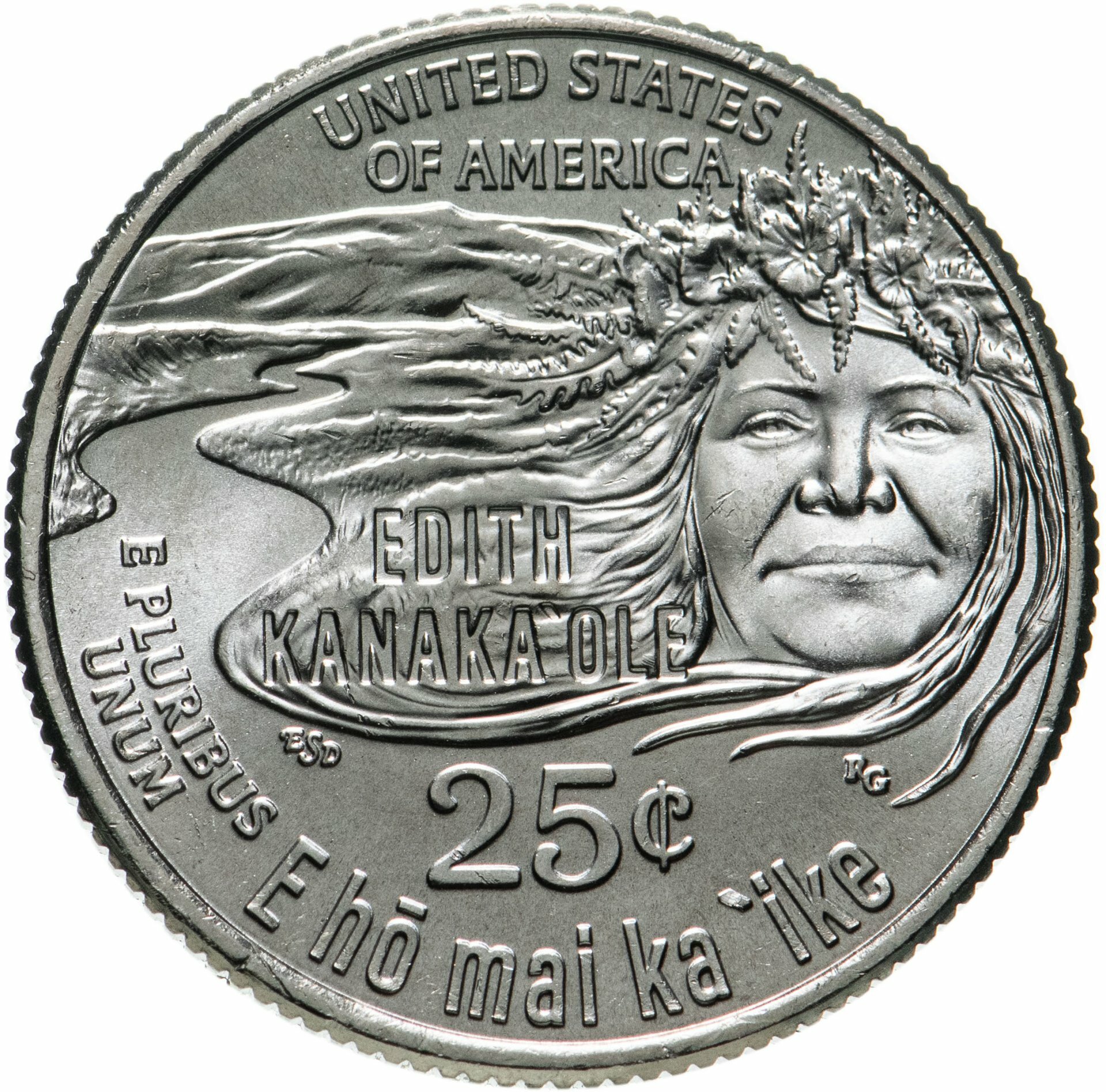 США 1/4 доллара 25 центов, квотер 2023 P "Американские женщины - Гавайская танцовщица Эдит Канакаоле" 7-я, Мельхиор медь-никель, в сохранности UNC