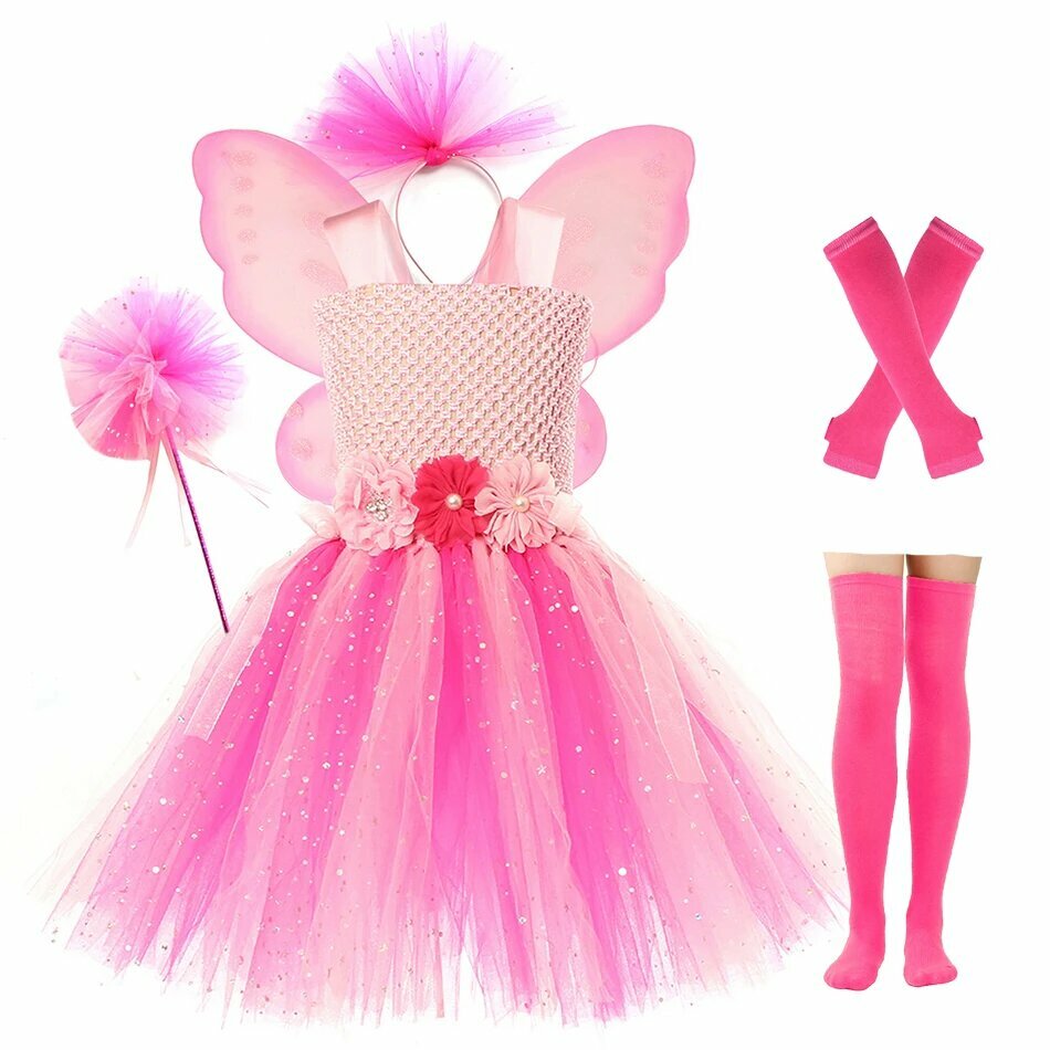 Детский костюм феи розовый, XL(8-9Y), TT dress B 02
