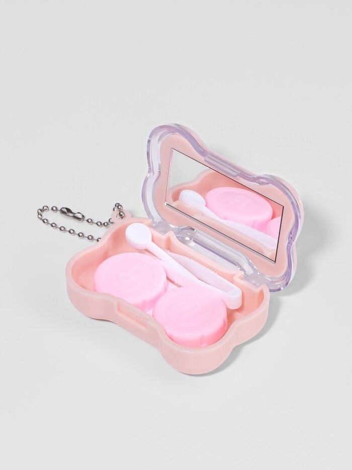 Набор для контактных линз, в футляре с зеркалом, 4 предмета, цвет микс