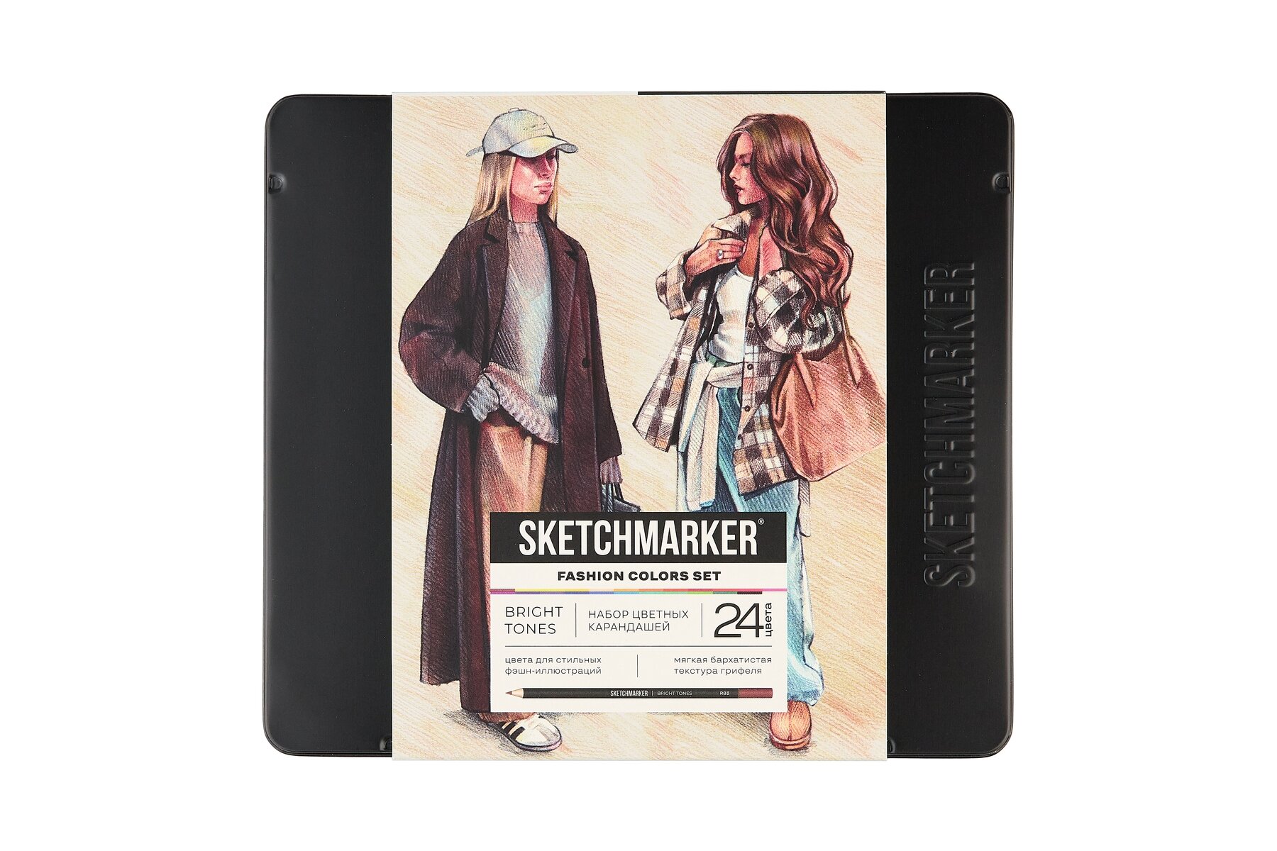 Набор карандашей цветных SKETCHMARKER мода 24цв. металлическая уп-ка