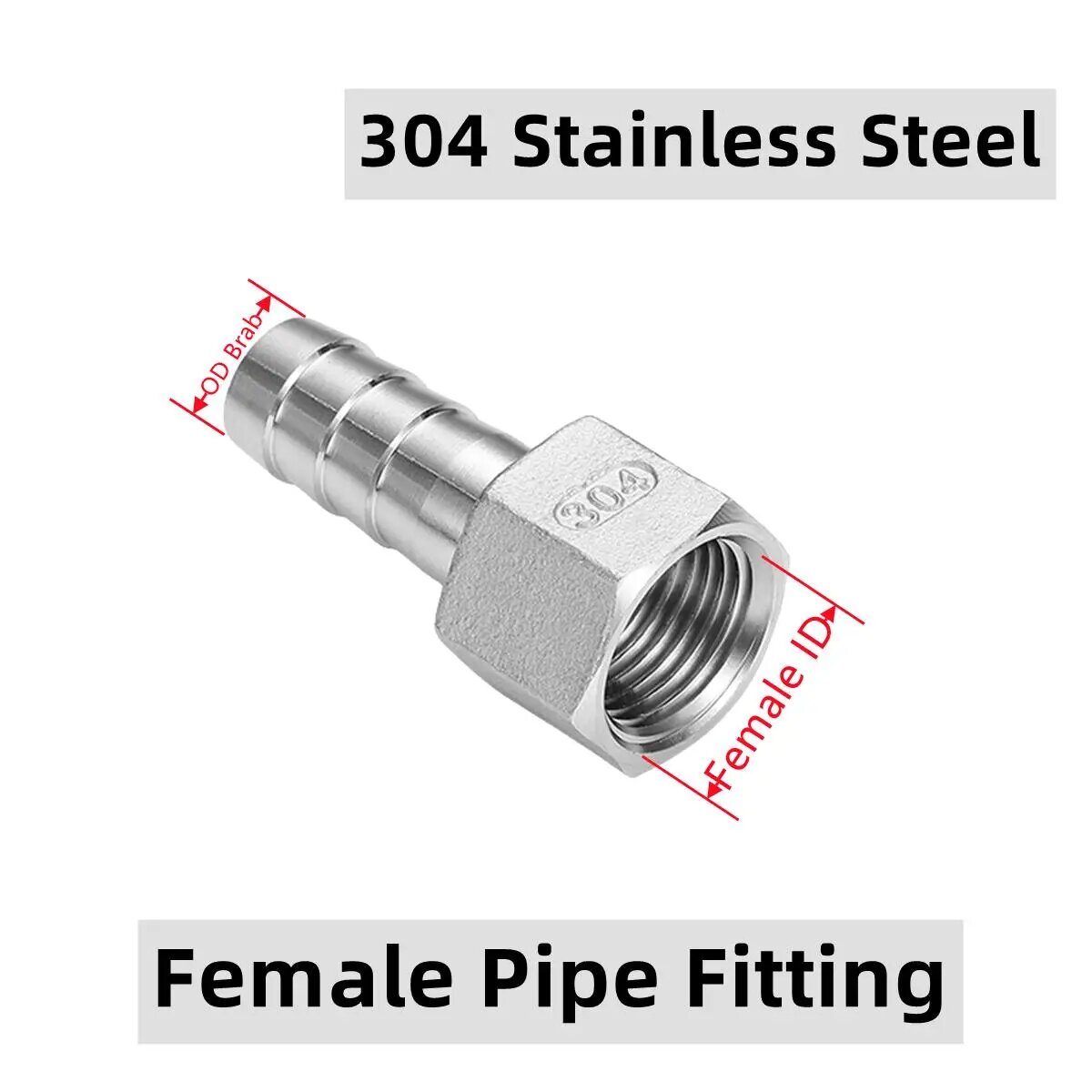 Фитинг шланговый нержавеющая сталь 6/8/10/12/14/16 мм 1/4", 8mm Barb