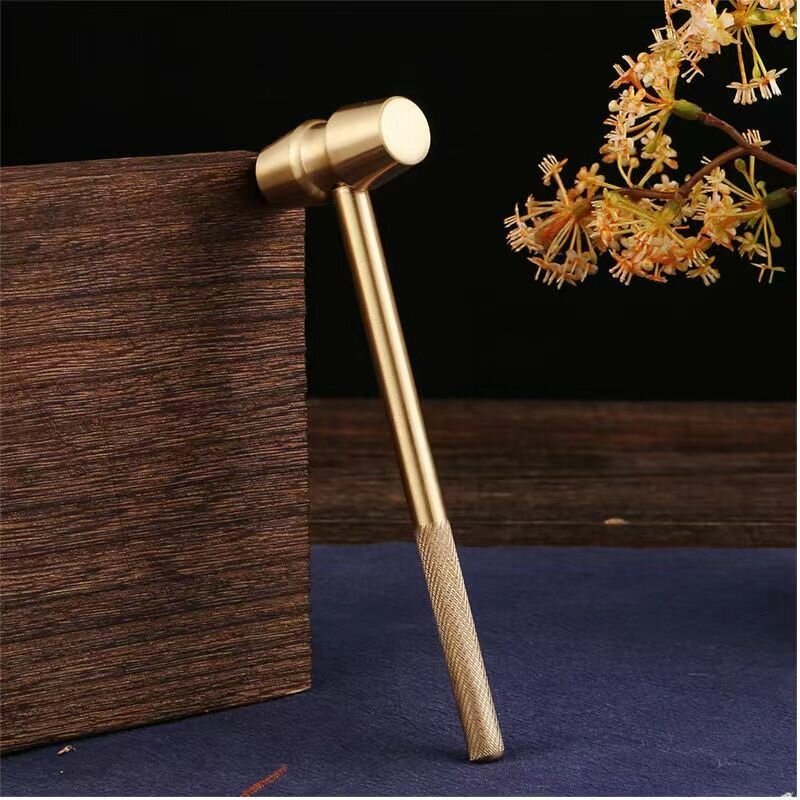 Мини-молоток из цельной латуни, многофункциональный, креативный молоток из орехового дерева, двухголовый круглый маленький латунный молоток, один молоток для создания домашнего декора