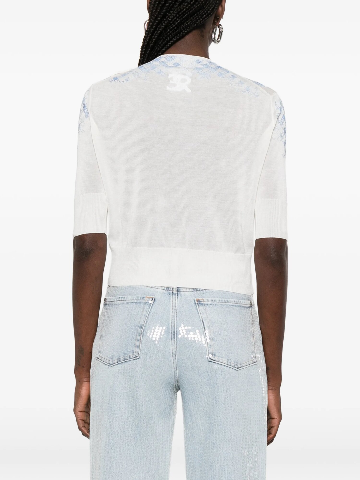 Футболка Ermanno Scervino Geometric T-shirt, размер S, бежевый/белый — фото 1