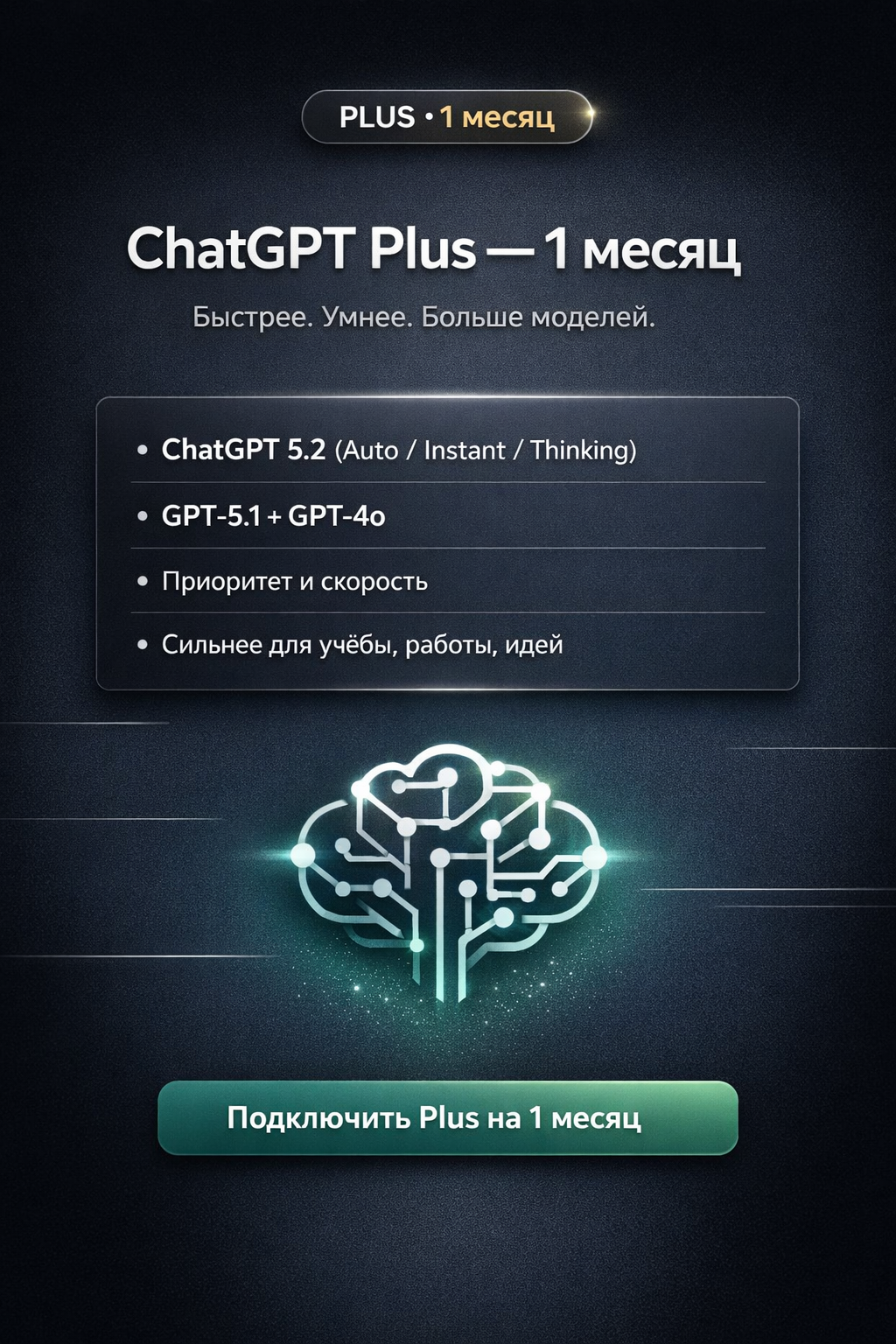 24/7 | ChatGPT 5.2 + 5 PLUS – 1 месяца | оригинальный | быстрая активация