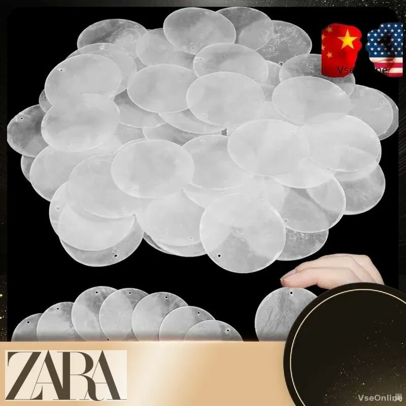 Эксклюзивный бестселлер: 100 штук натуральных круглых раковин капиз, размер 2 дюйма