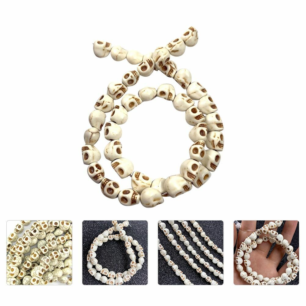 2 набора глиняных бусин с драгоценными камнями для изготовления браслетов, череп, свободные ювелирные декорации 1X1.2X1.2CM