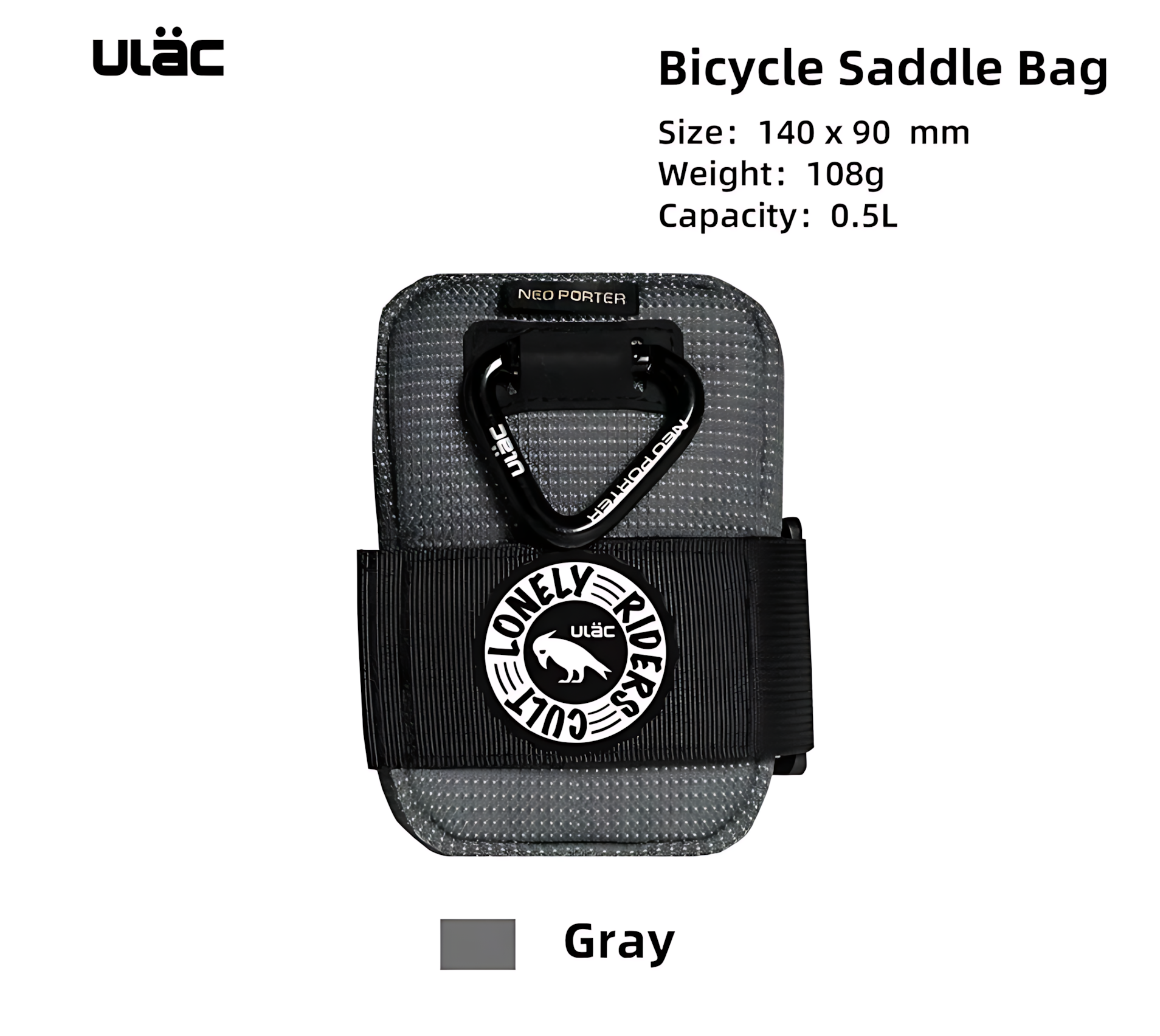 ULAC Нейлоновая седельная сумка PB6 XS 0,5 л Серый, PB6 XS Gray