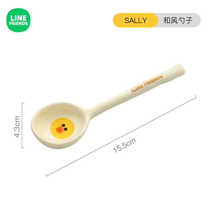 Керамическая ложка LINE FRIENDS, домашняя ложка с длинной ручкой, большая сервировочная ложка, высококачественная рисовая ложка