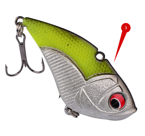 Раттлины "PB-DW60" - (#3) - 50мм - 13г, крючок тройник, зеленый/серебристый