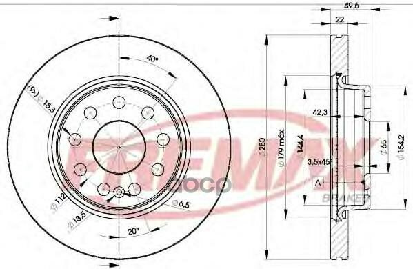 Диск тормозной передний! Audi A3, Skoda Octavia, VW Golf 1.4-2.0TDi 03> FREMAX арт. BD5614