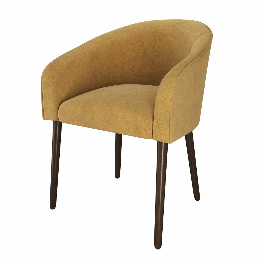 Стул-кресло мягкий ANGELICA, темный орех горчичный Happy 560