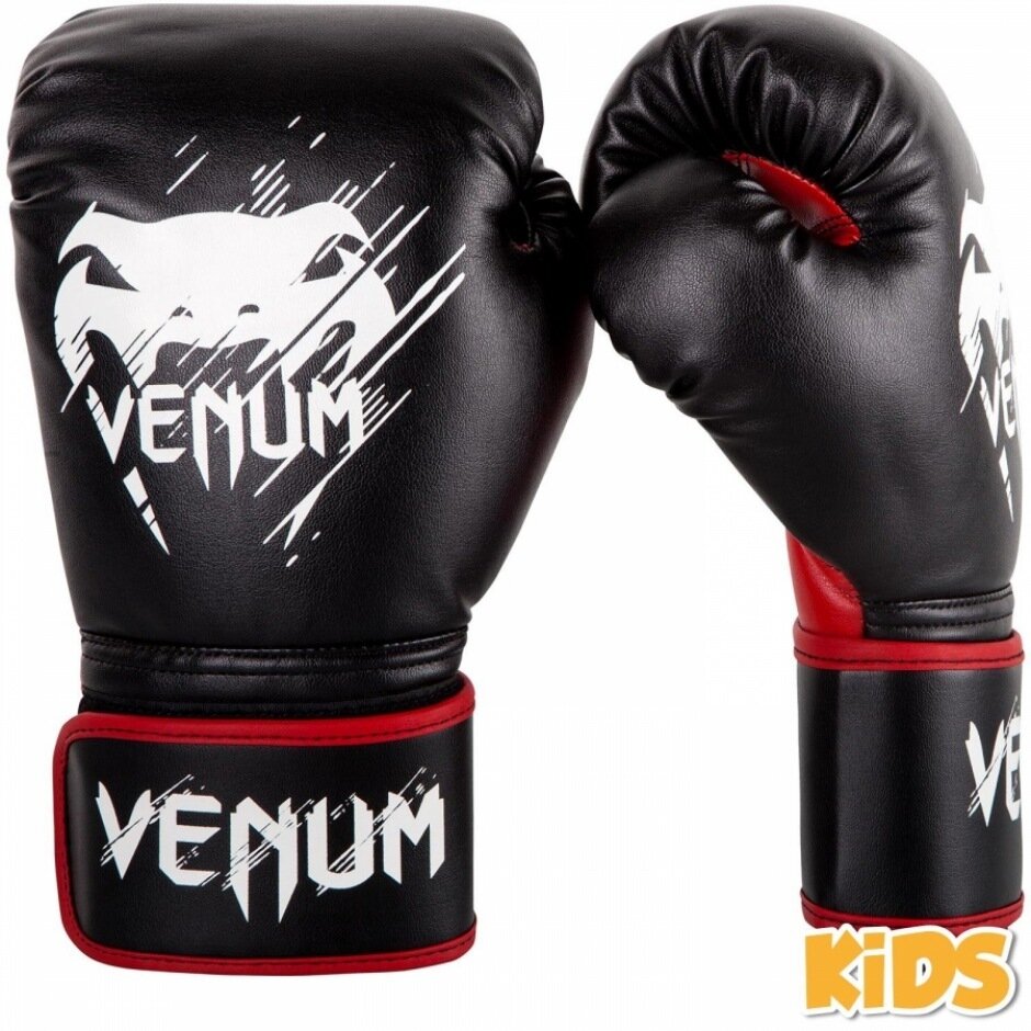 Детские боксерские перчатки тренировочные Venum Contender - Black/Red (8 oz)