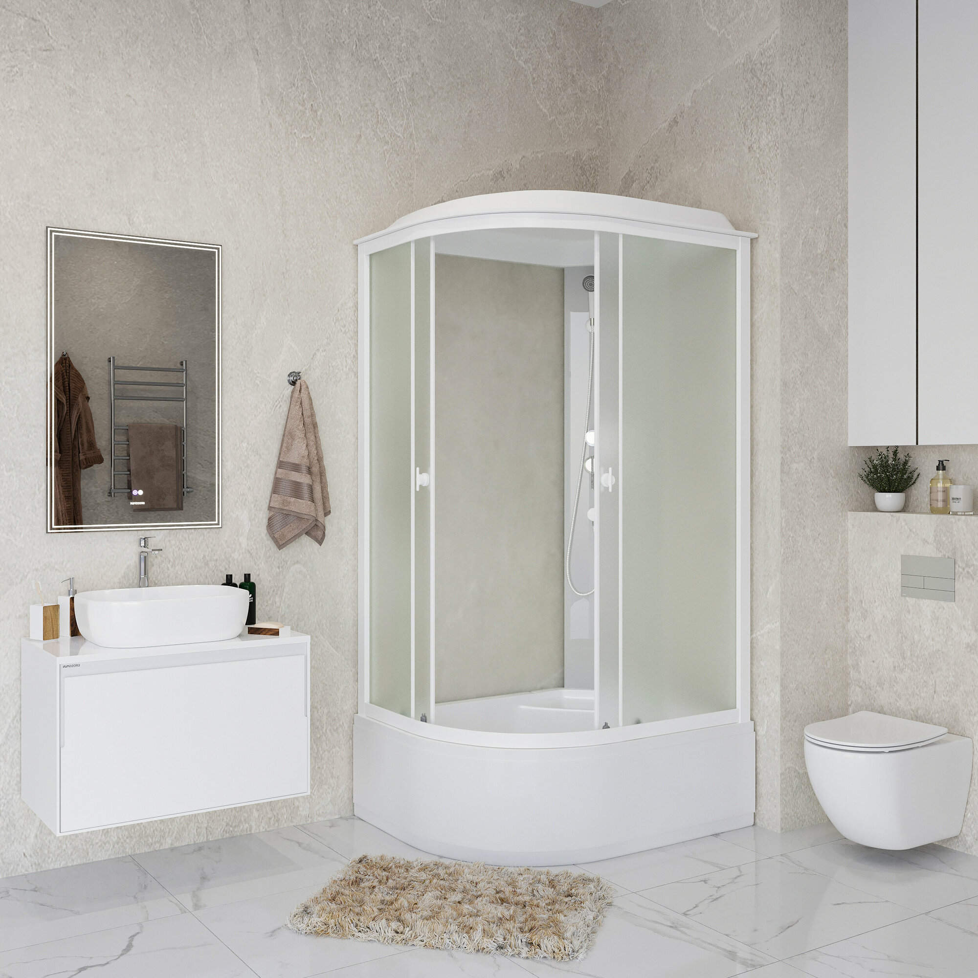 Душевая кабина Niagara угловая, 100/70 с акриловым поддоном и сдвижными дверьми