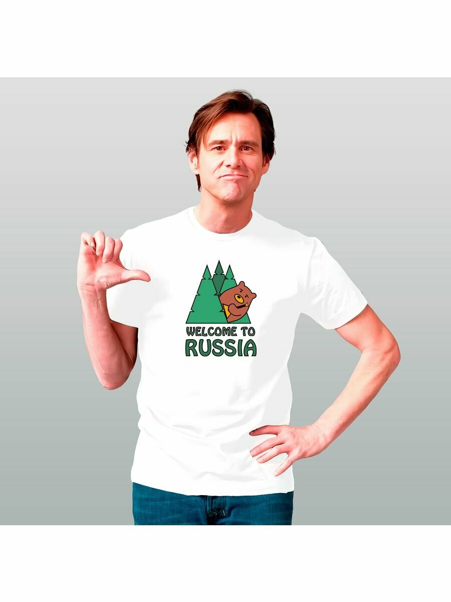Футболка с медведведем welcome to russia