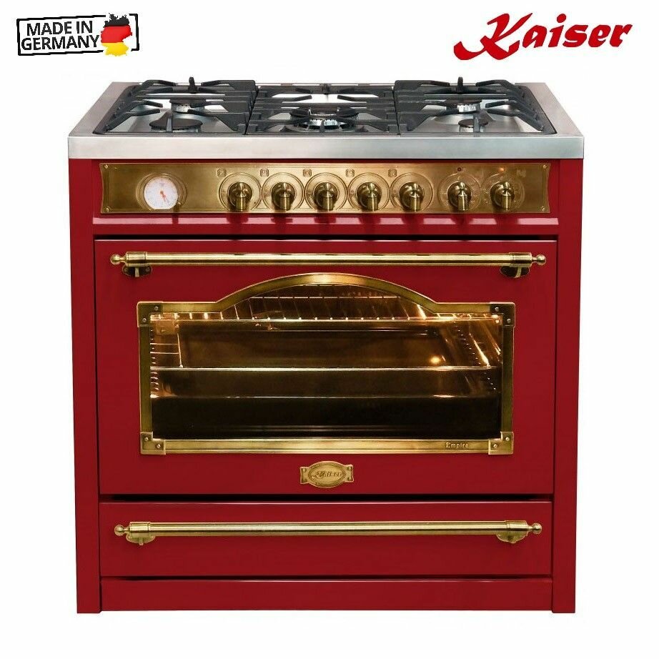 Комбинированный варочный центр 90х90х60 см Kaiser Empire HGE 93555 RotEm красный