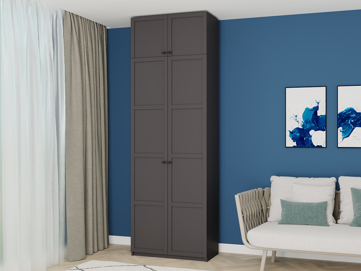 Шкаф распашной Скаген-2 с антресолью Графит для одежды двухдверный 80*240*40