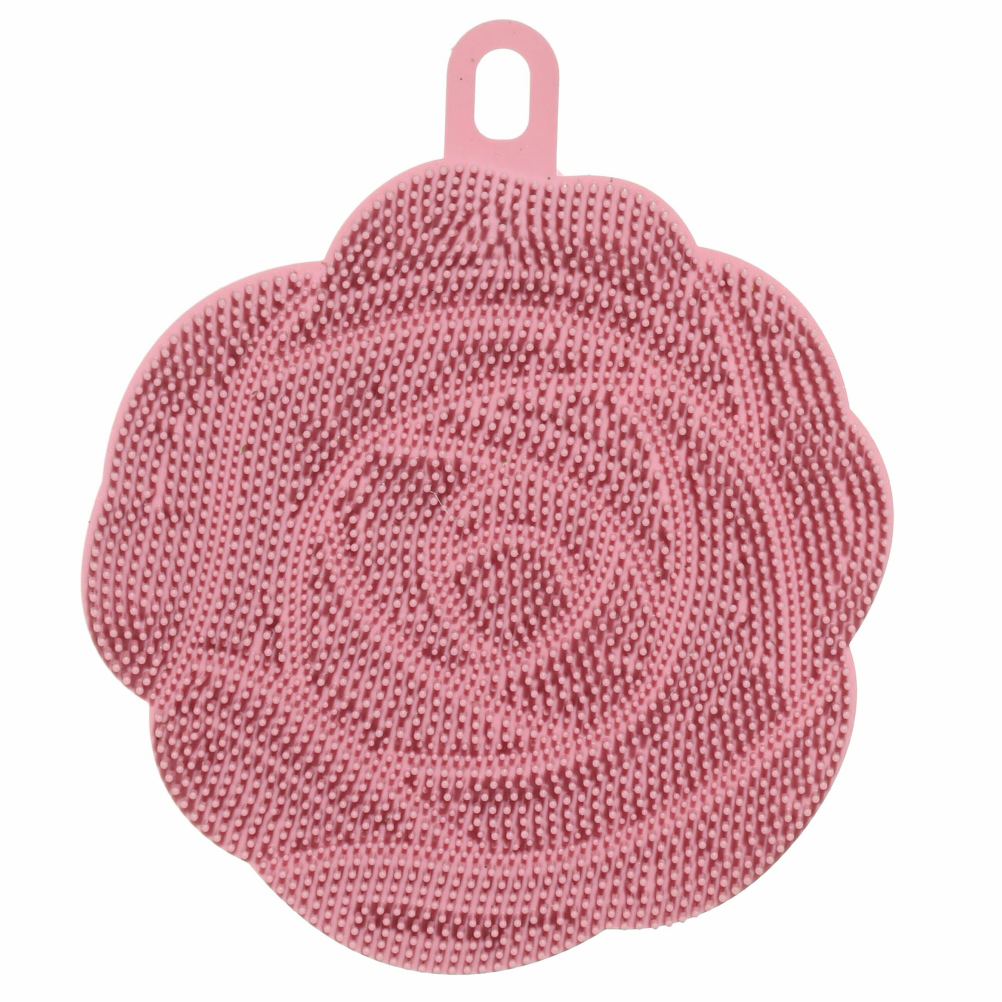 Губка для мытья посуды, 13 см, силикон, пудровая, Роза, Manny