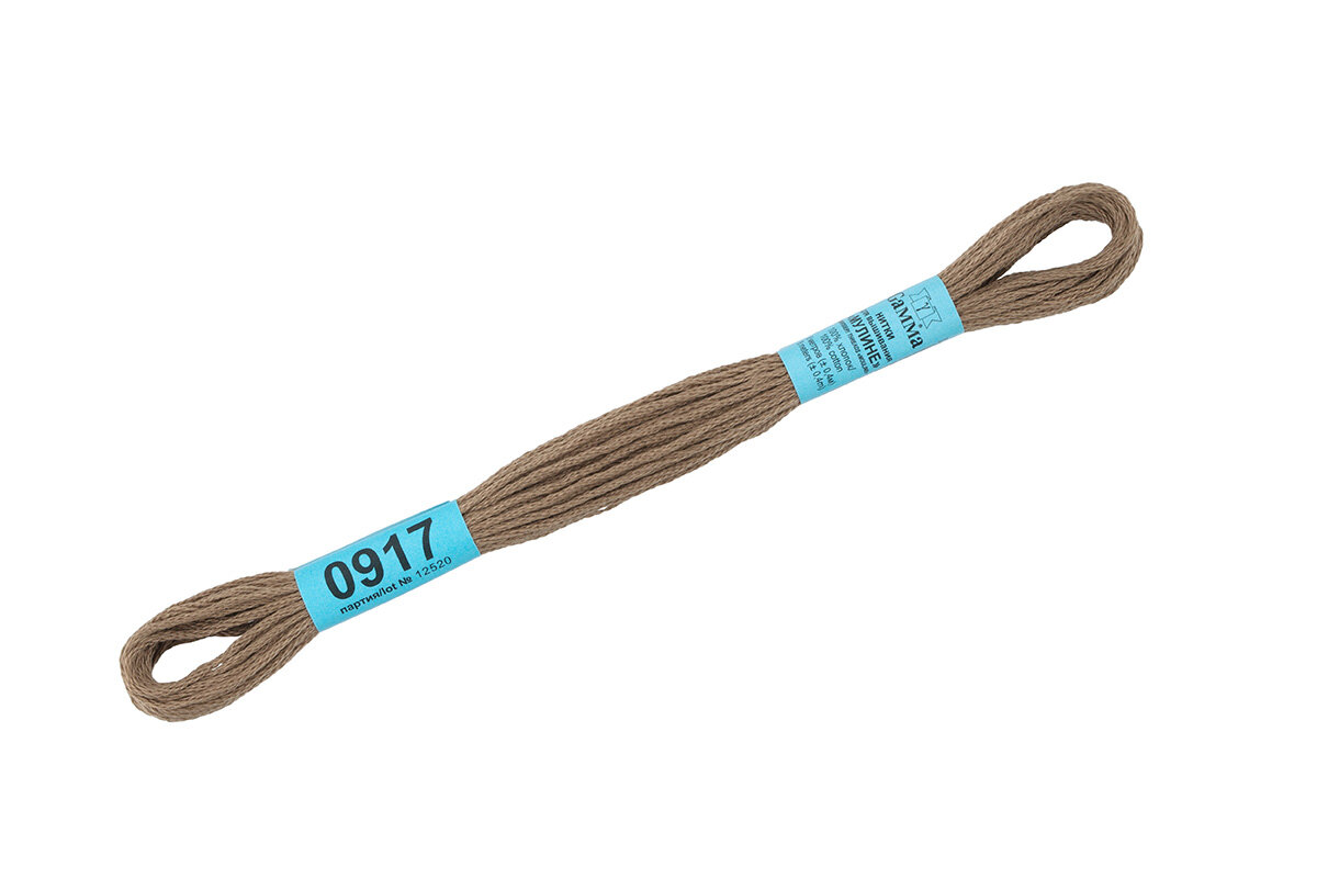 Мулине GAMMA нитки для вышивания 8м. 0917 серый хаки, 1 штука.