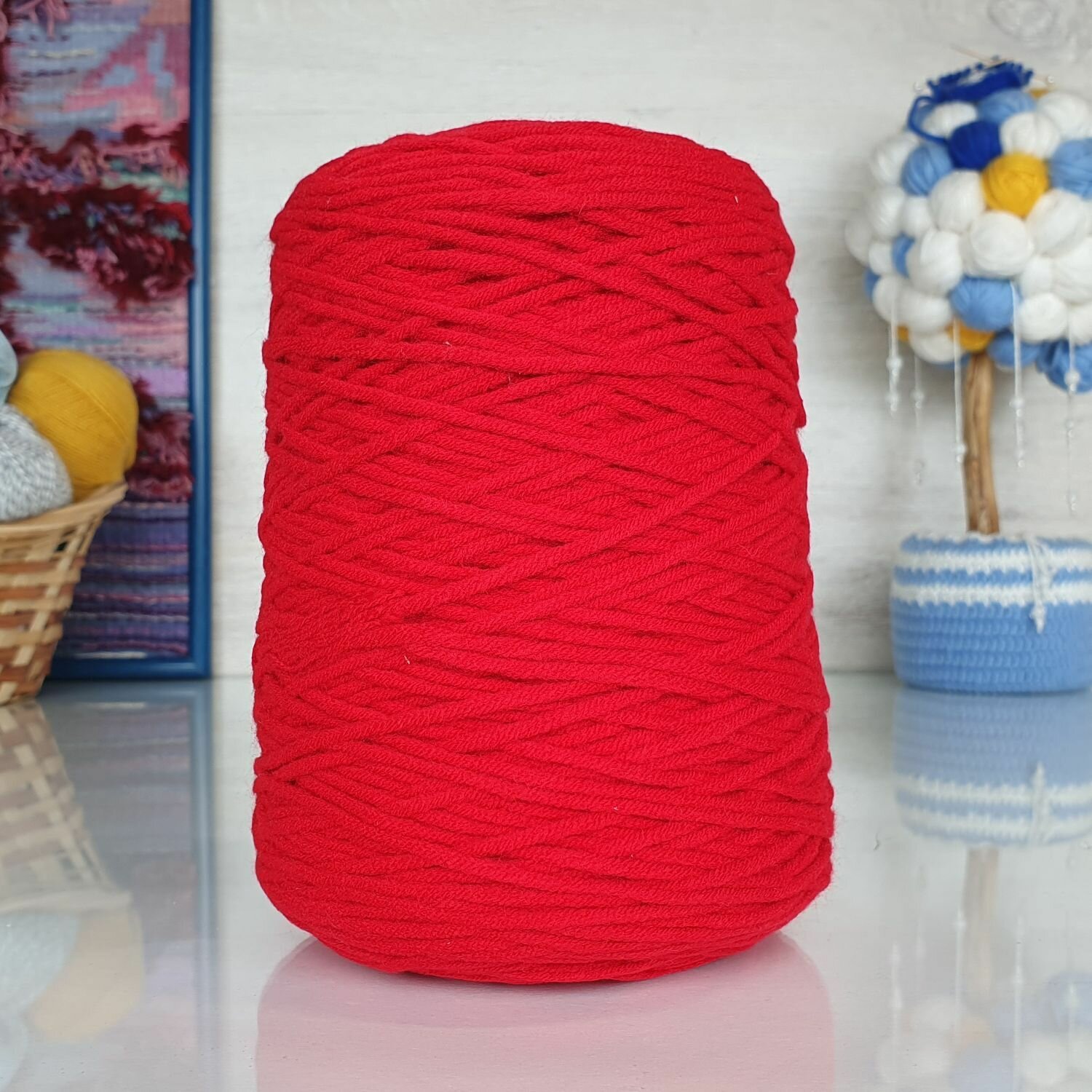 Пряжа MALIK HOBBY Соловей, тафтинг, красный - 01, 100% акрил, 1 бобина, 400 г, 400 м.