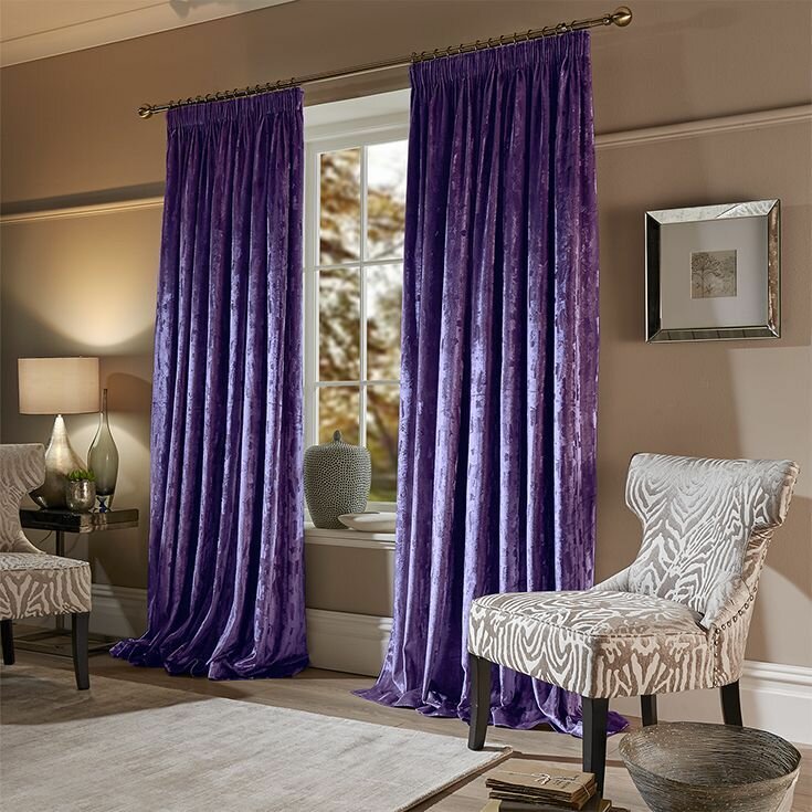 Бархатные шторы - 2 шторы на ленте ( шир 200 см х выс 260 см) БР-1 цвет фиолетовый высота 260 см